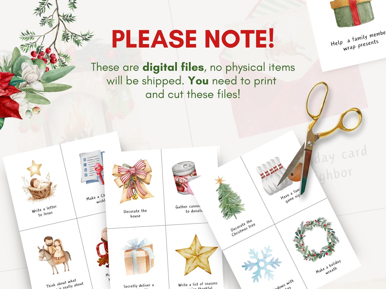 48 Christian Advent Activity Cards for Kids | Christmas Countdown ...