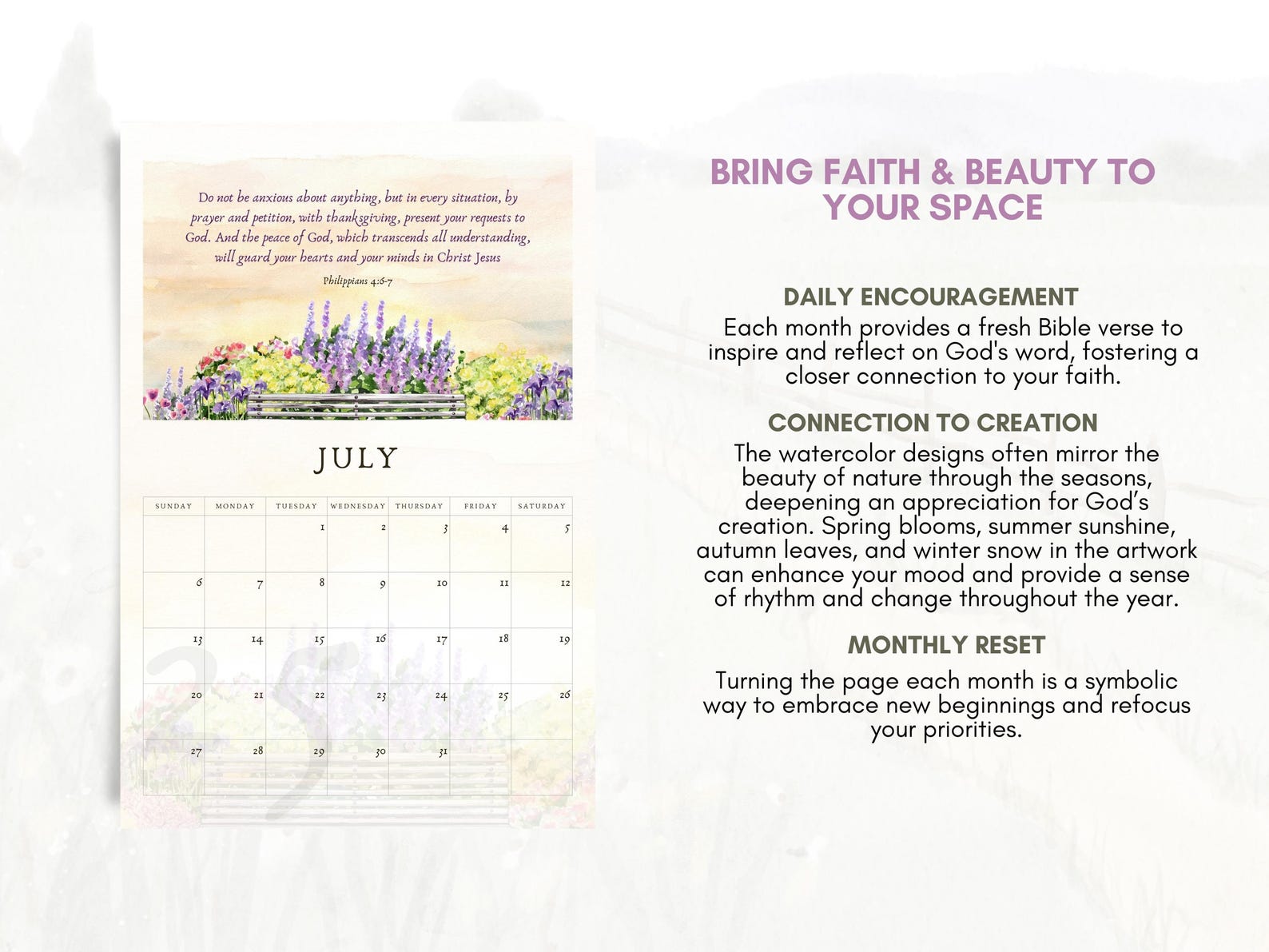 Printable 2025 Scripture Wall Calendar | Christian Bible Verse Calendar ...