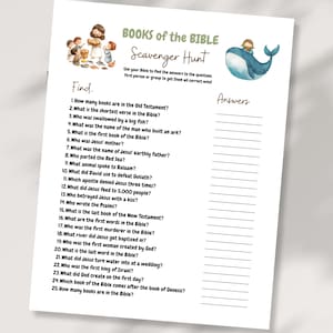 Books of the Bible Scavenger Hunt for Kids | Church Group Game ...
