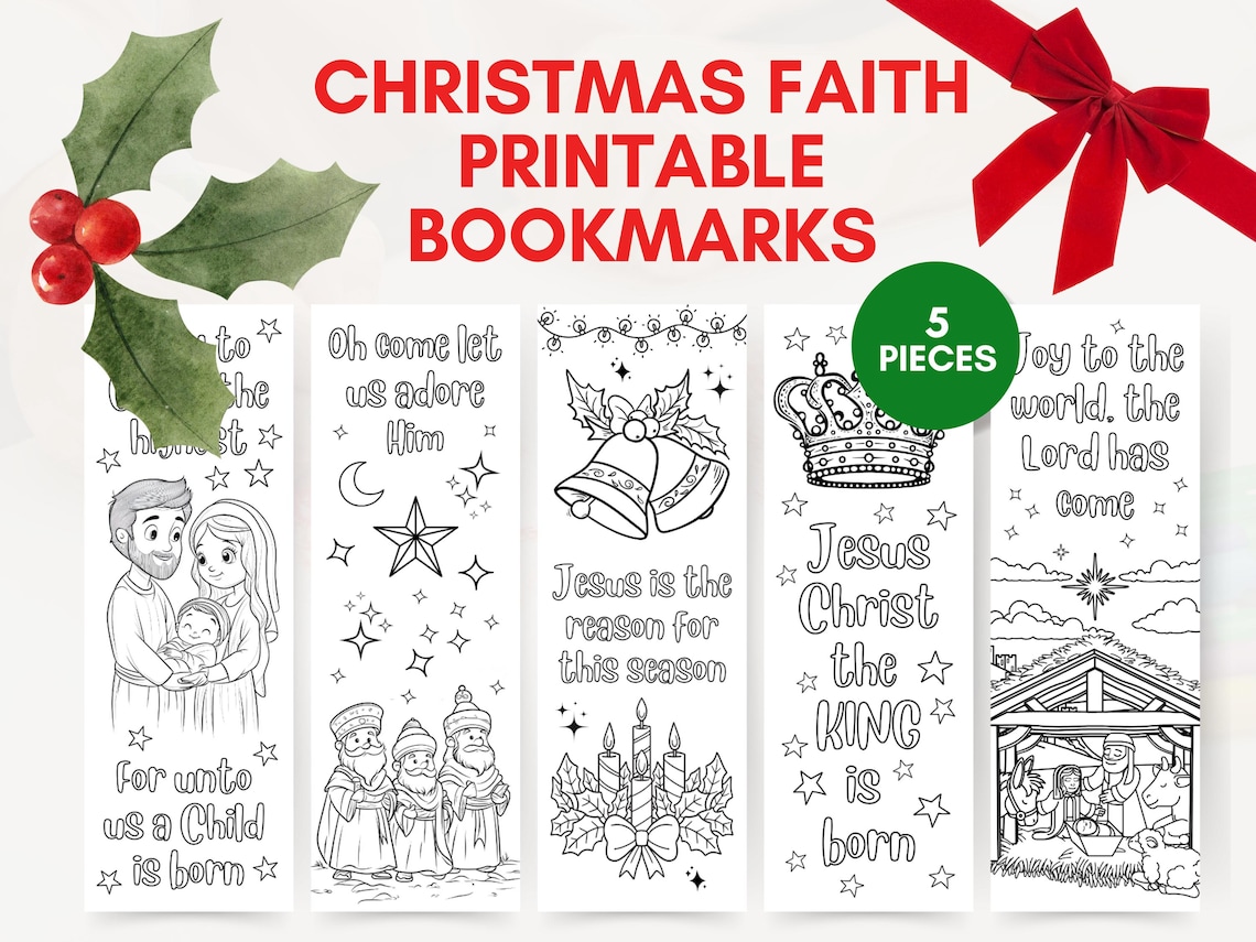 Christmas Faith Printable Coloring Bookmarks | Christian Homeschool ...