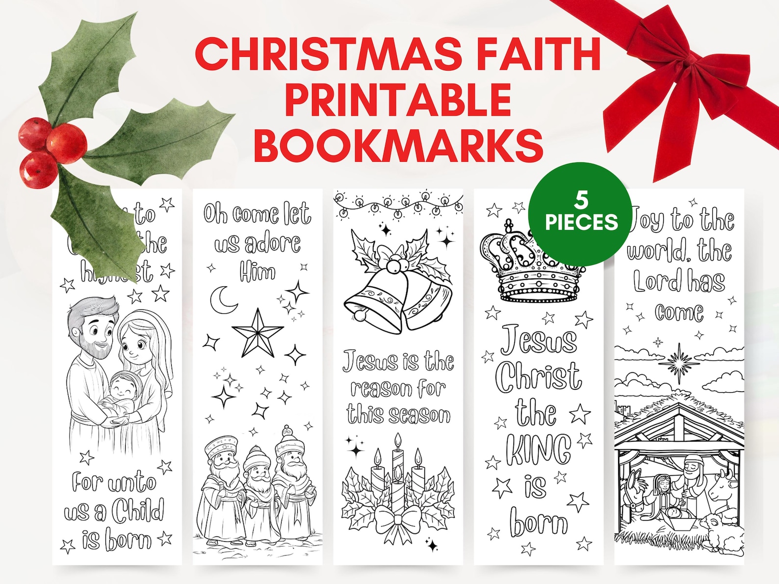 Christmas Faith Printable Coloring Bookmarks | Christian Homeschool ...