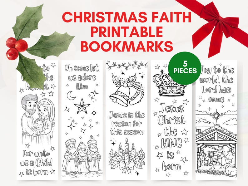 Christmas Faith Printable Coloring Bookmarks | Christian Homeschool ...