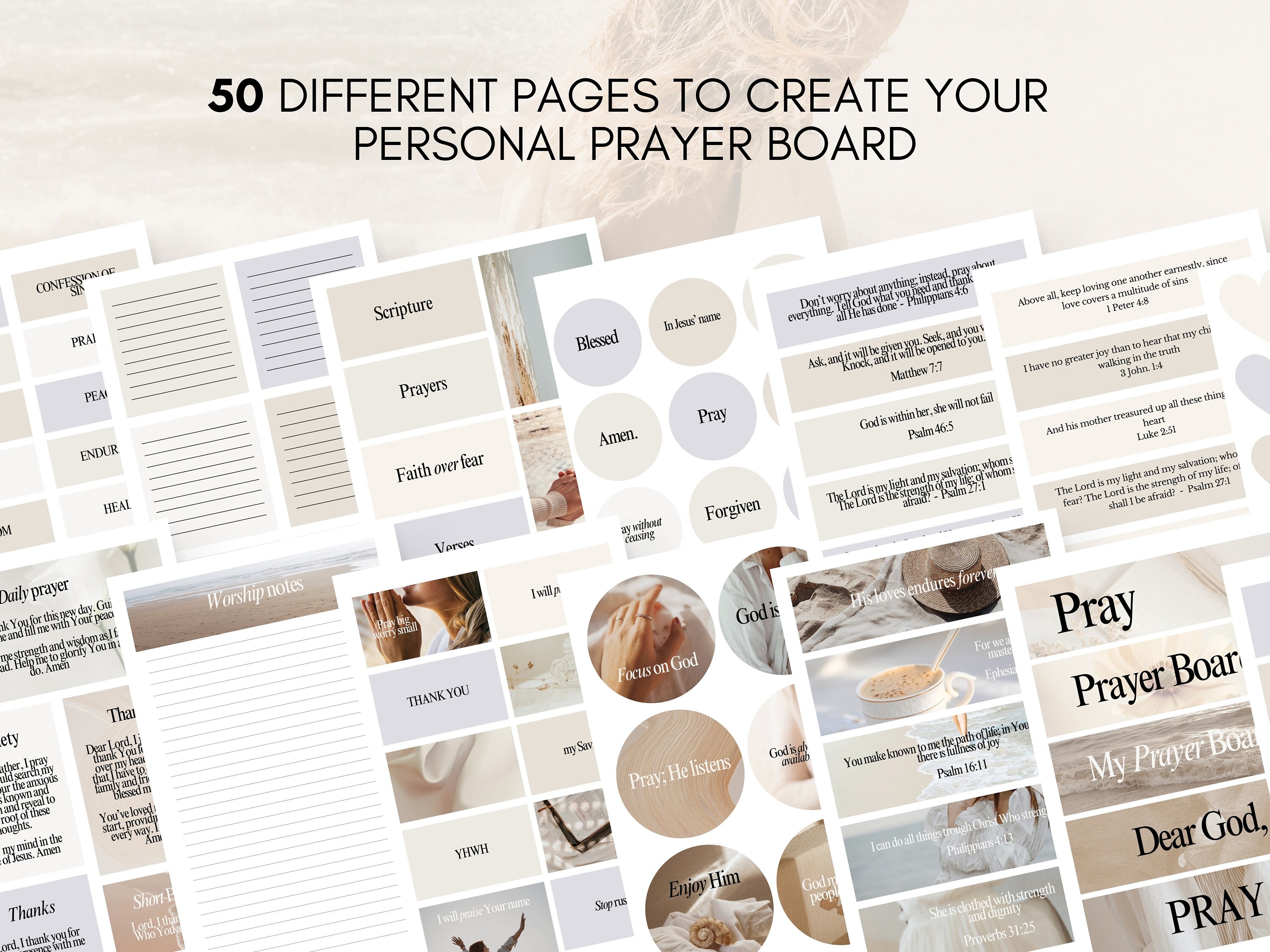Prayer Board Kit the Neutral Edition 2.0 Printable Prayer Vision Board ...