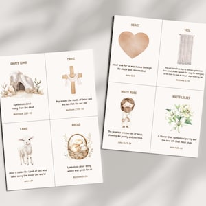 24 Christian Easter Symbol Cards for Kids | Holy Week Bible Verse Study ...