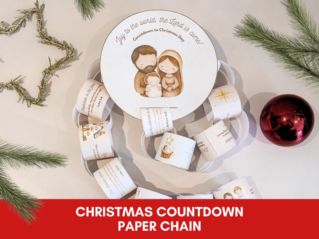Christmas Countdown Paper Chain for Kids, Bible Verse Advent Calendar ...