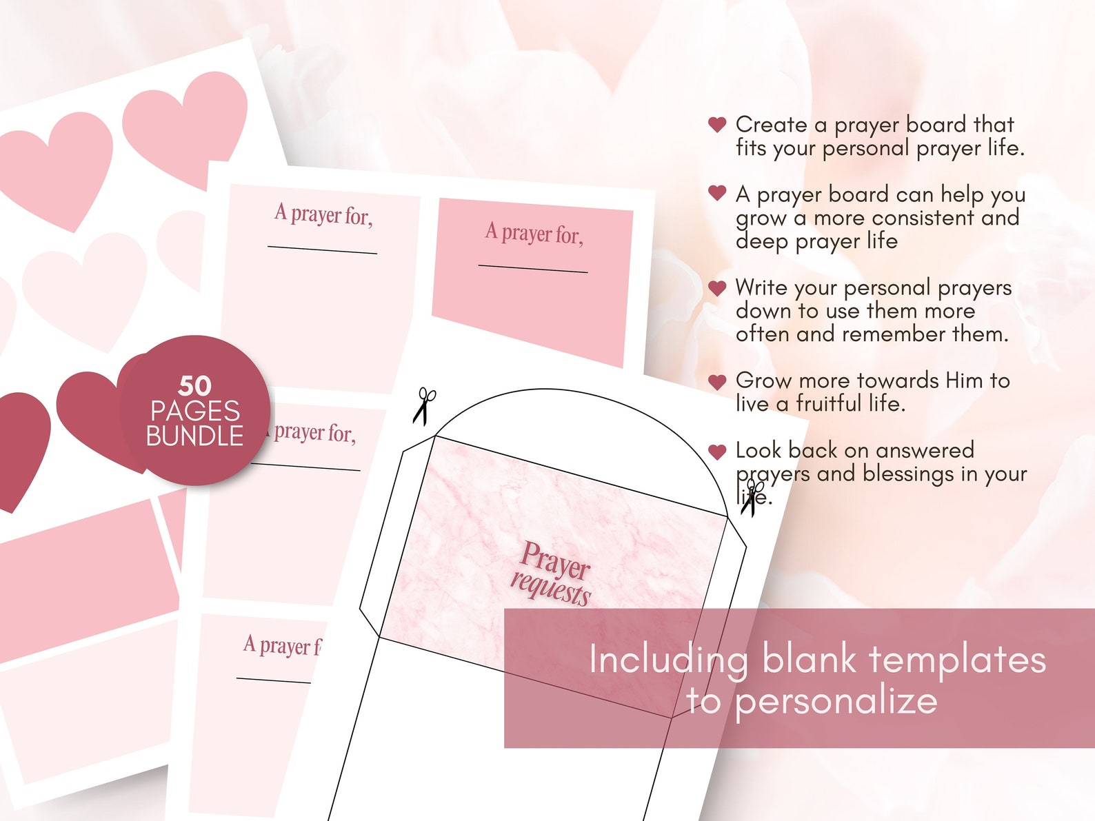 Pink Prayer Board Kit the Pink Edition Printable Prayer Vision Board ...