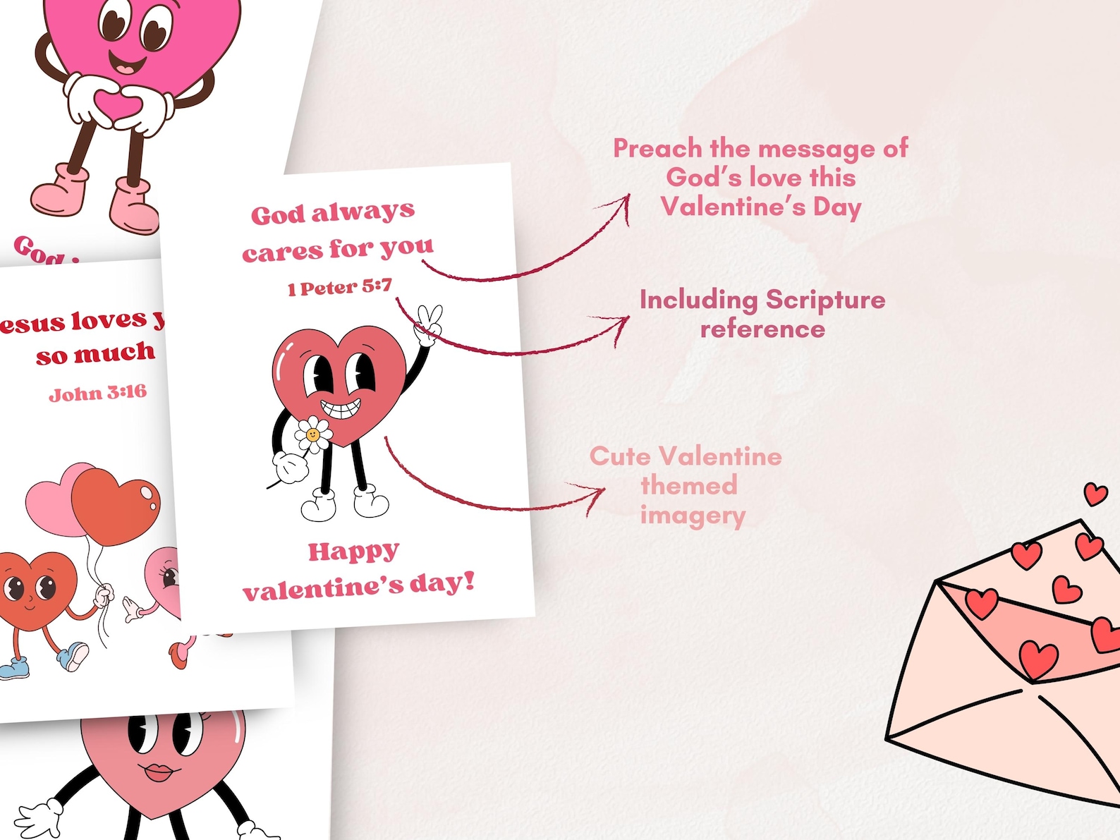 Christian Valentine Cards Set | Valentines Day Scripture Greeting Cards ...