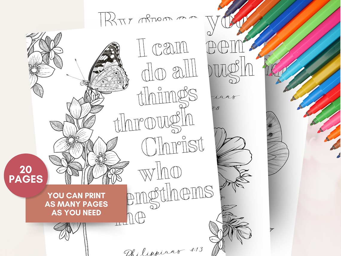20 Floral Bible Verse Coloring Pages Bible Study Printable Christian ...