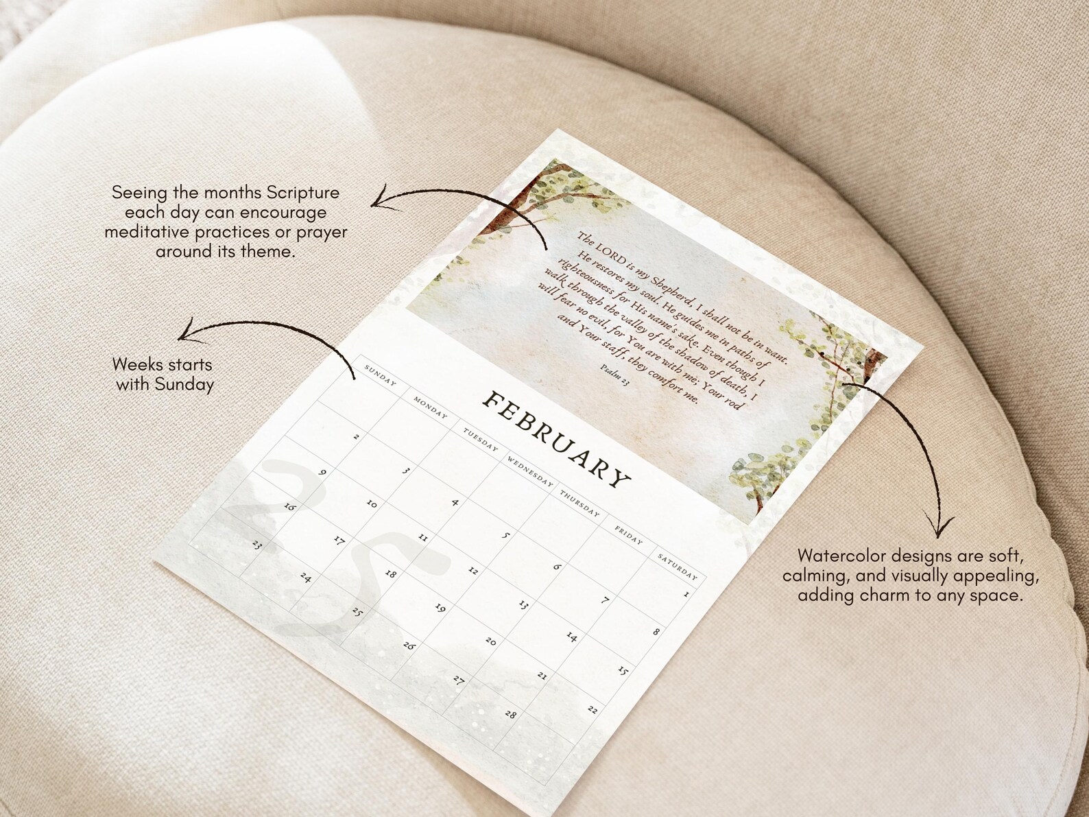Printable 2025 Scripture Wall Calendar | Christian Bible Verse Calendar ...
