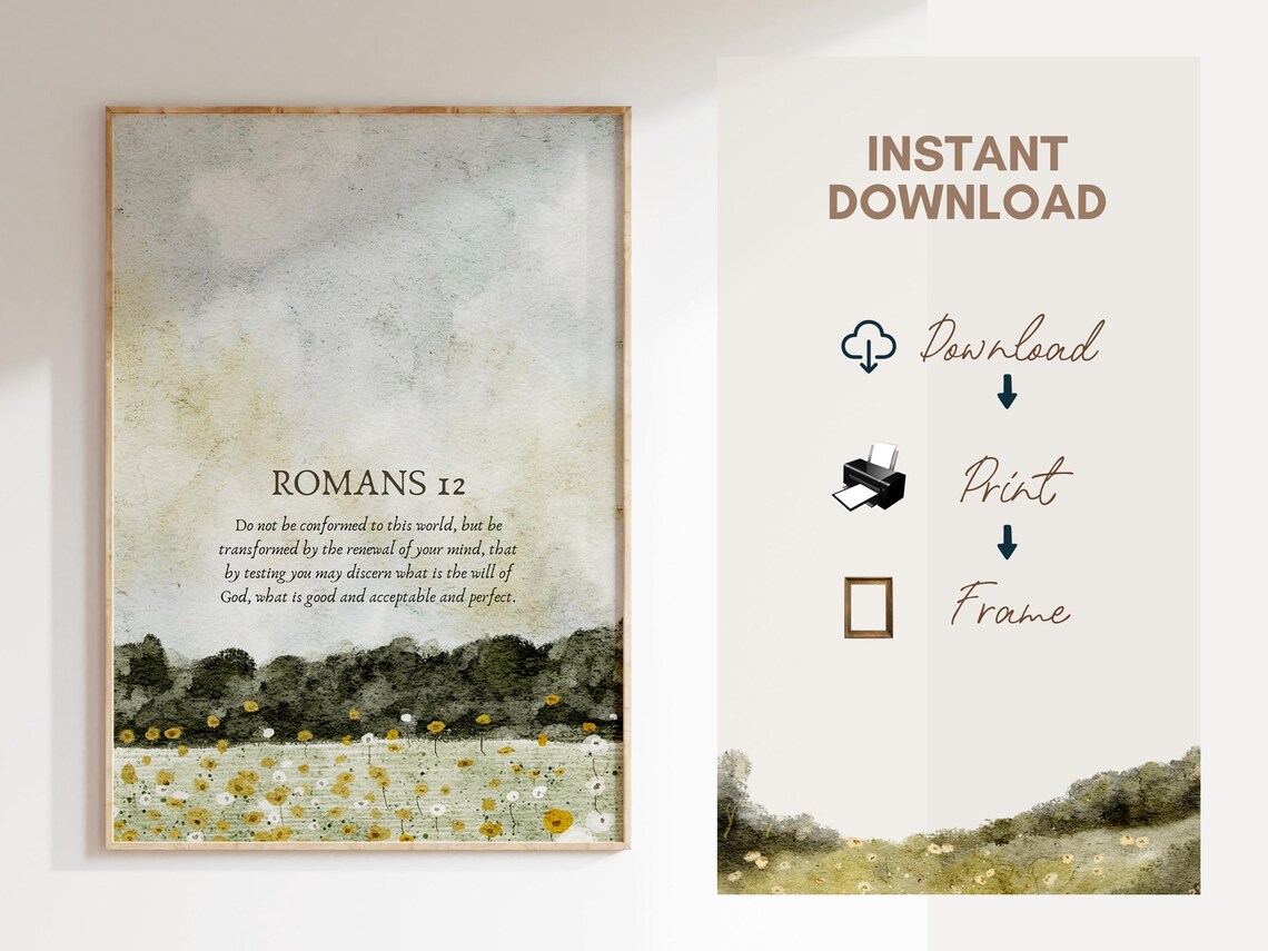 Romans 12 Vintage Wall Art Print | Modern Christian Wall Art | Bible ...