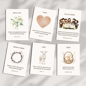 24 Christian Easter Symbol Cards for Kids | Holy Week Bible Verse Study ...
