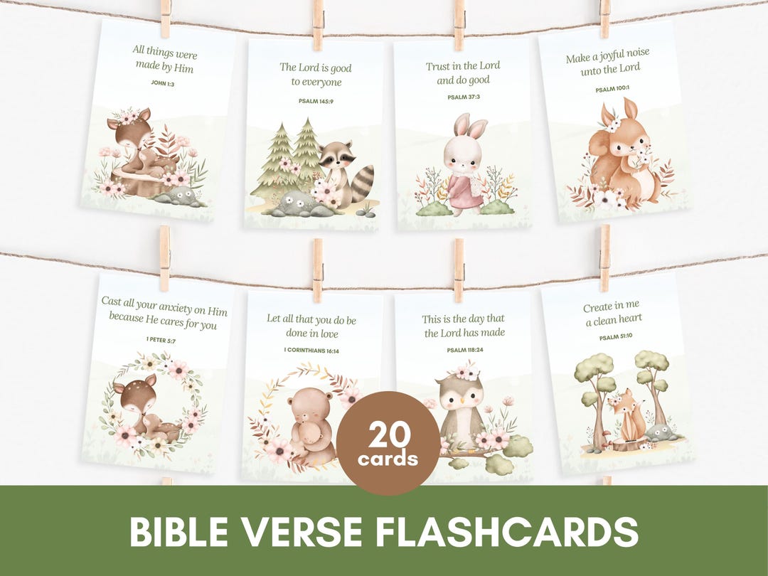 20 Bible Verse Flashcards | Educational Scripture Memory Cards ...
