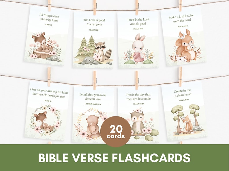 20 Bible Verse Flashcards | Educational Scripture Memory Cards ...