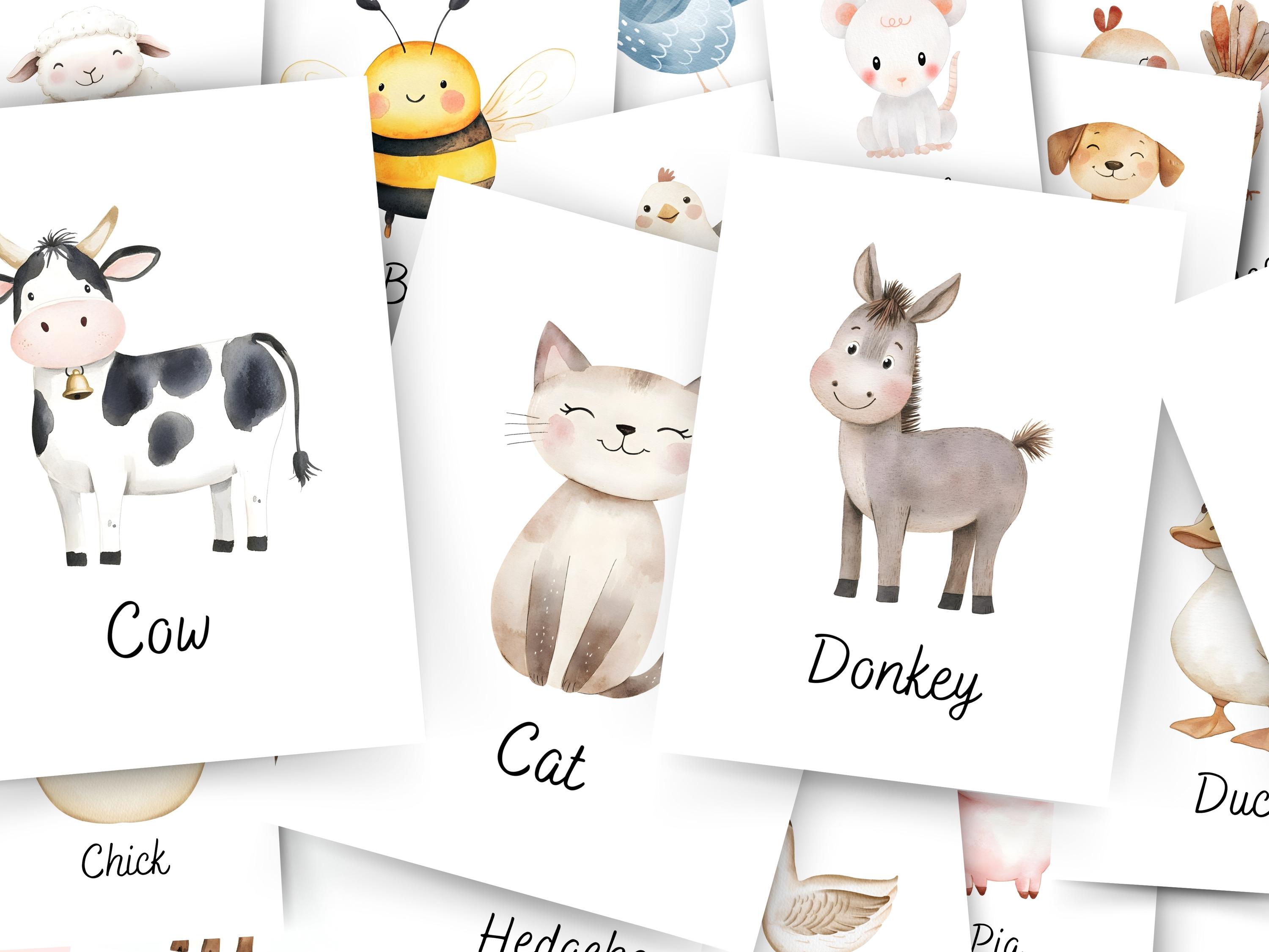 20 Farm Animals Cards for Kids | Educational Montessori Flashcards ...