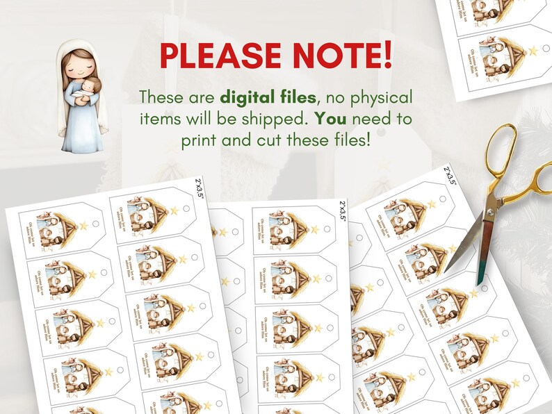 Nativity Scene Gift Tags for Kids | Christmas Present Label | Christian ...