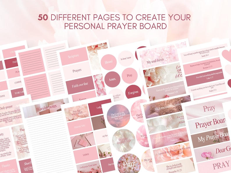 Pink Prayer Board Kit the Pink Edition Printable Prayer Vision Board ...