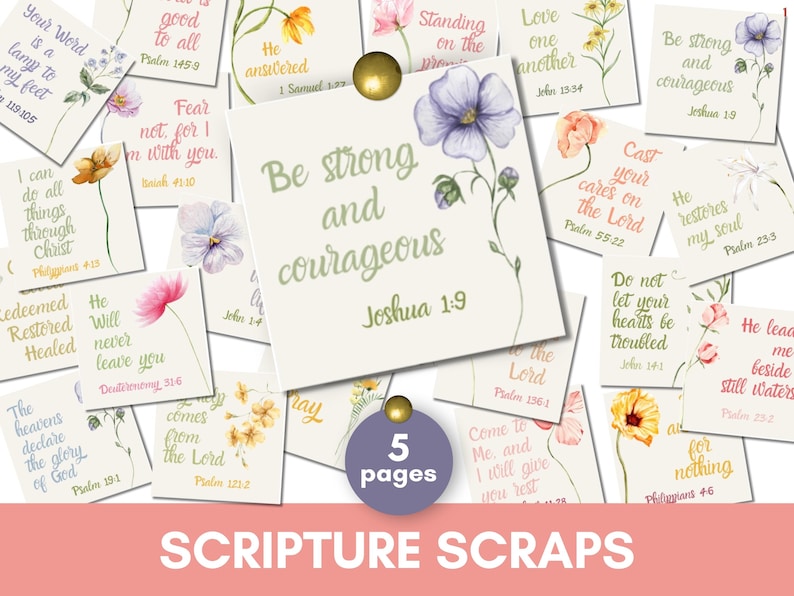 Printable Scripture Scraps | Wildflowers Junk Journal | Bible Verse ...