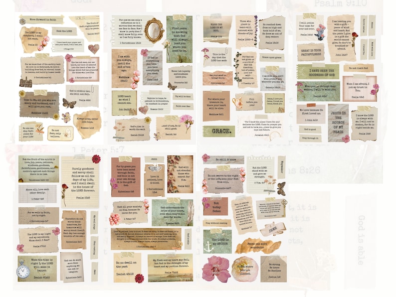 Printable Scripture Scraps | Junk Journal | Faith Labels Digital ...