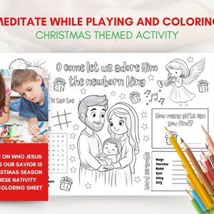 Printable Christmas Activity Placemat | Nativity Coloring Sheet for ...