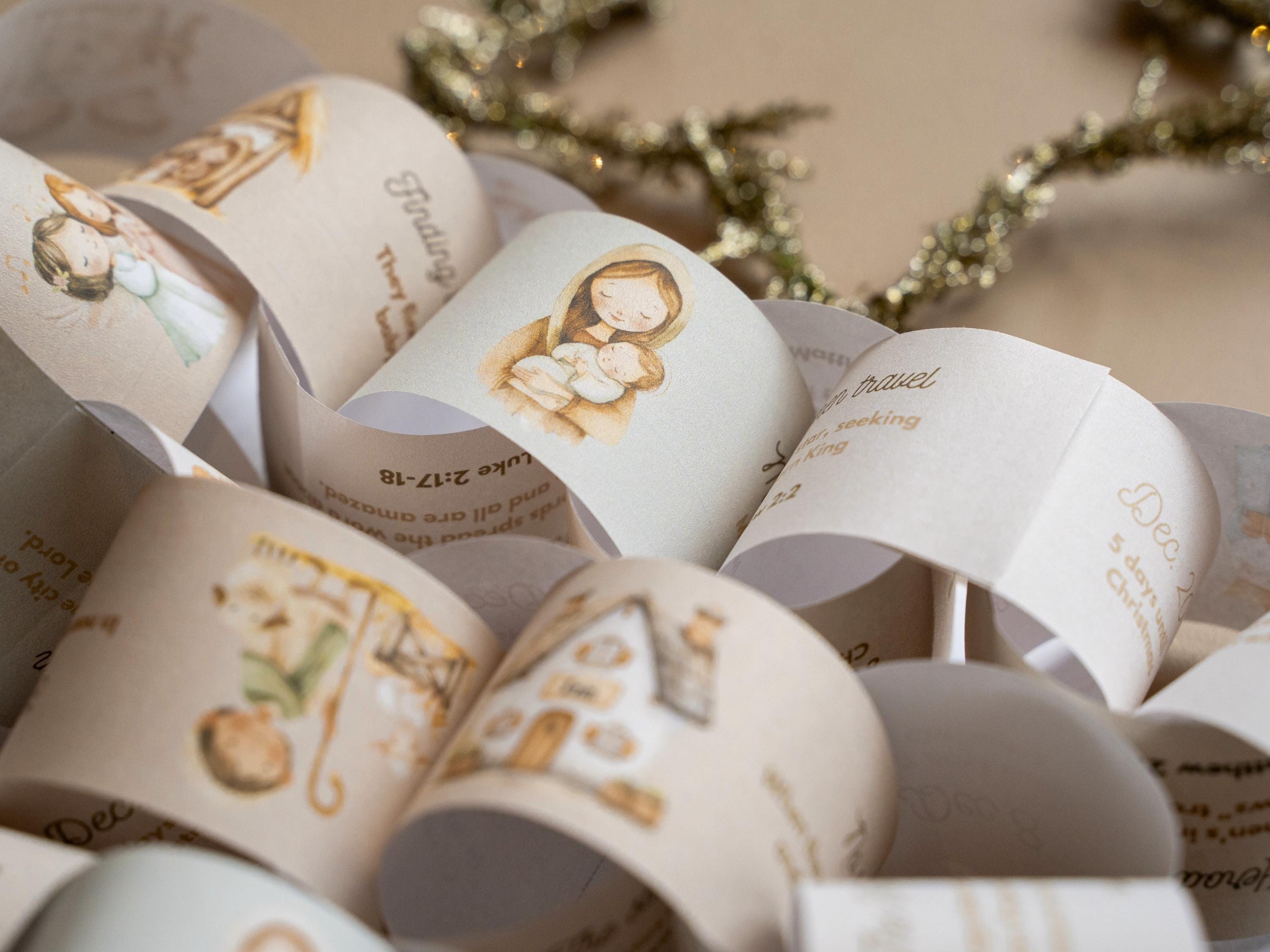 Christmas Countdown Paper Chain for Kids, Bible Verse Advent Calendar ...