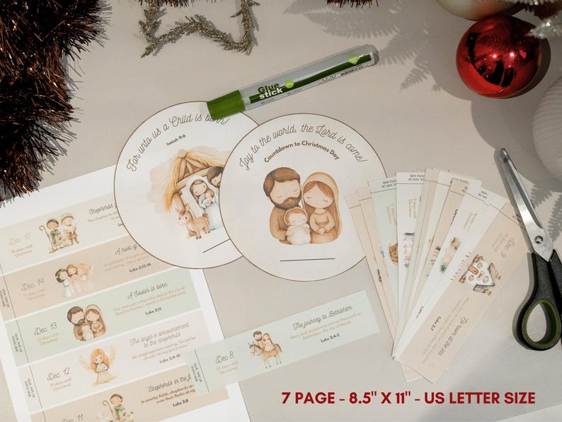 Christmas Countdown Paper Chain for Kids, Bible Verse Advent Calendar ...