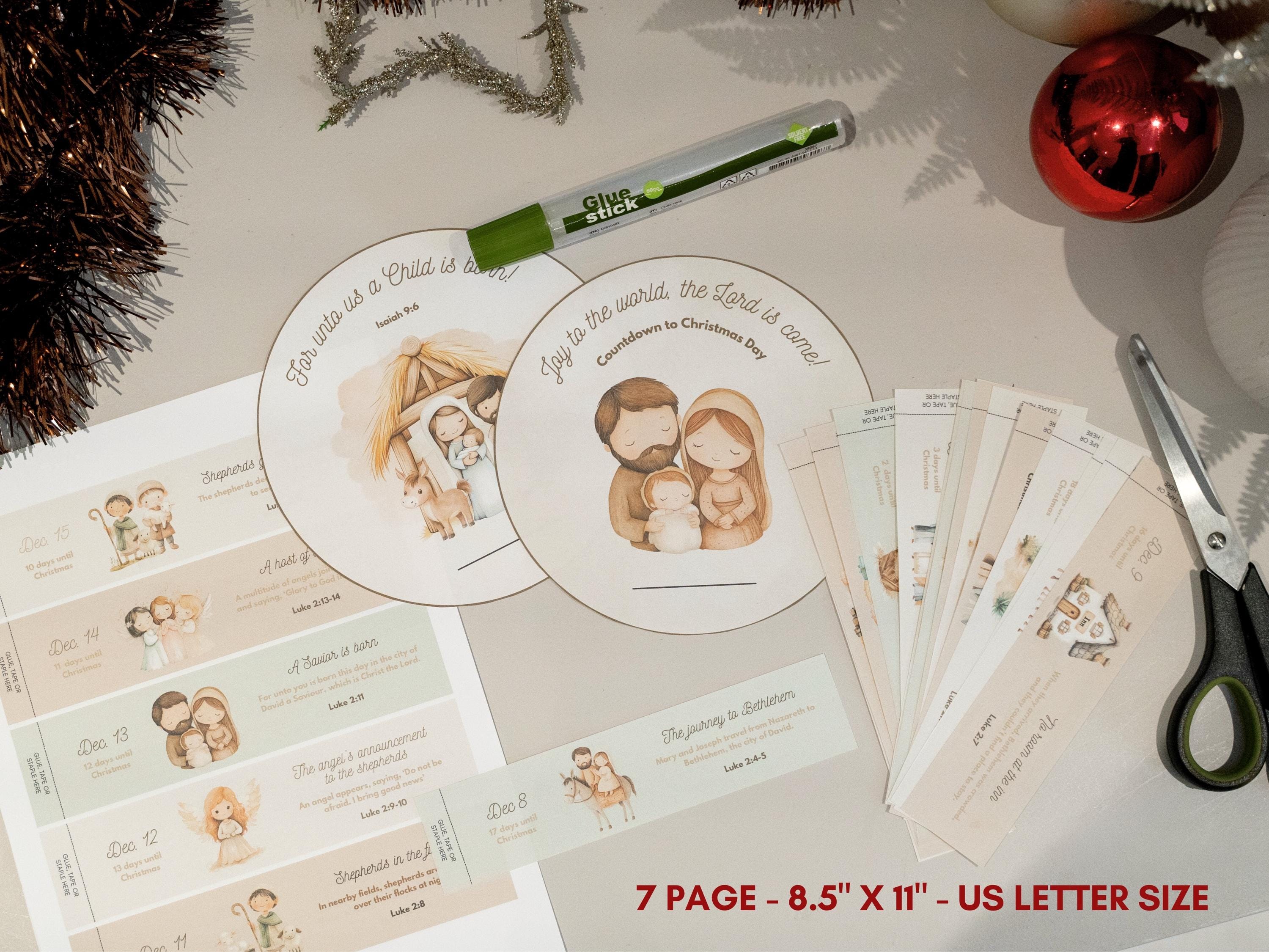 Christmas Countdown Paper Chain for Kids, Bible Verse Advent Calendar ...