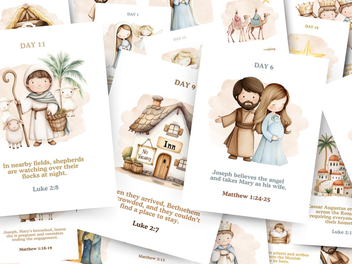 Nativity Story Advent Calendar for Kids | Bible Verse Christmas ...