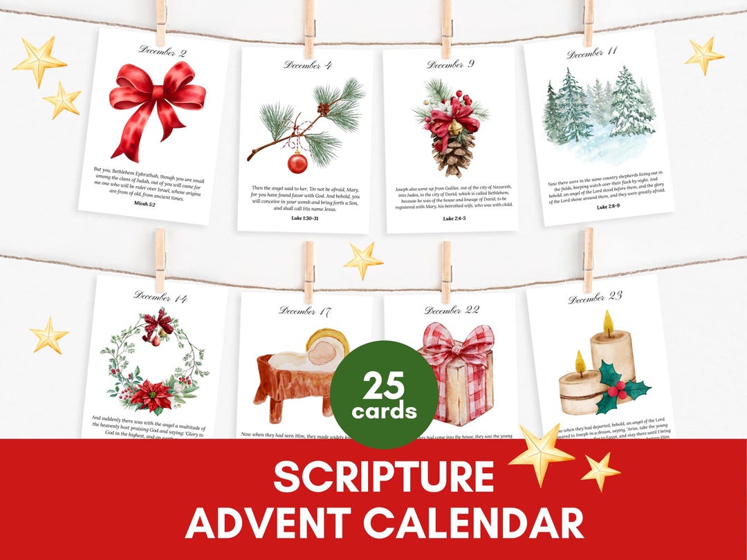 Nativity Story Scripture Advent Calendar | Bible Verse Christmas ...