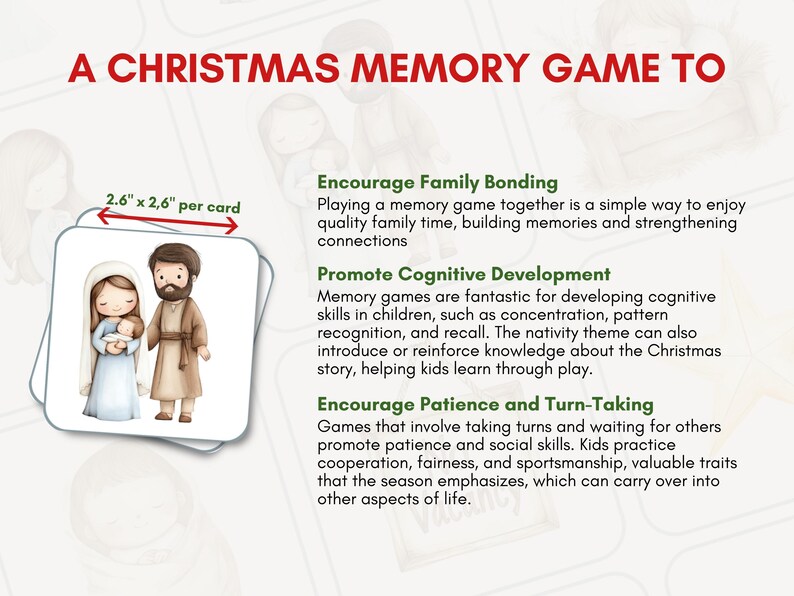 Nativity Themed Memory Match Game for Kids | Cute Christmas Family ...