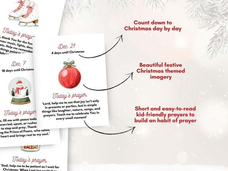 25 Advent Prayer Cards for Kids, Christmas Family Countdown Devotional ...