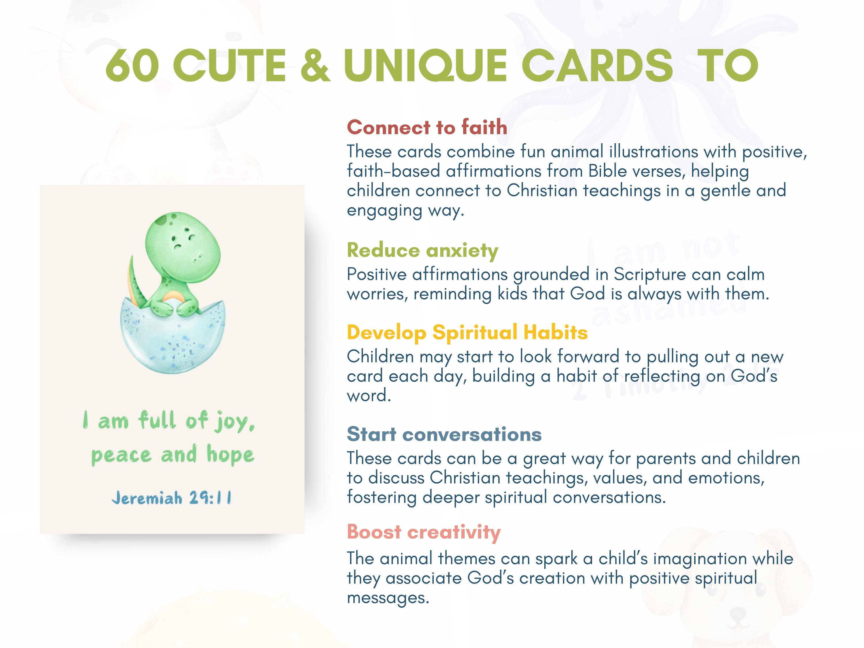 60 Christian Affirmation Cards for Kids Positive Bible Verse Lunchbox ...