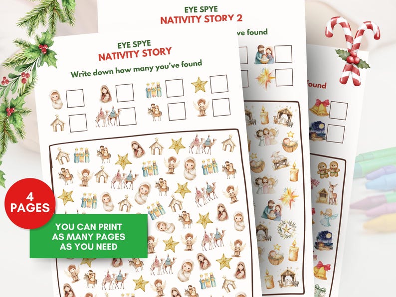 Christmas Eye Spy Activity Pages | Nativity I Spy for Kids | Christian ...