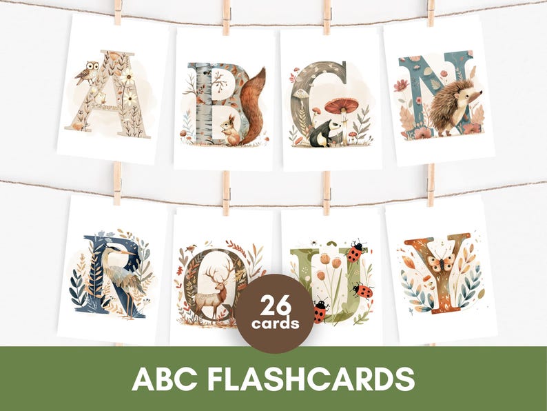 26 Alphabet Flashcards | Preschool Educational ABC Cards | Homeschool ...