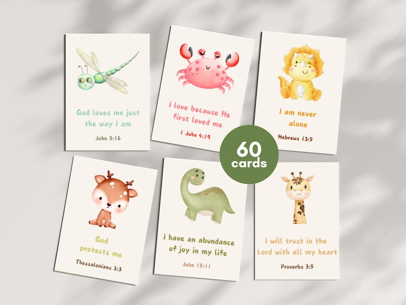 60 Christian Affirmation Cards for Kids | Positive Bible Verse Lunchbox ...