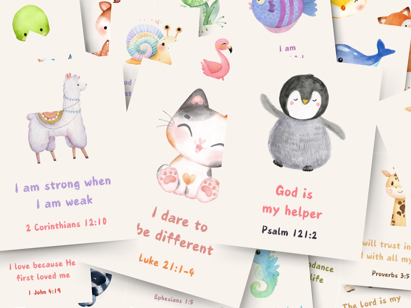 60 Christian Affirmation Cards for Kids Positive Bible Verse Lunchbox ...