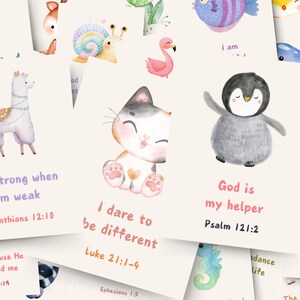 60 Christian Affirmation Cards for Kids | Positive Bible Verse Lunchbox ...
