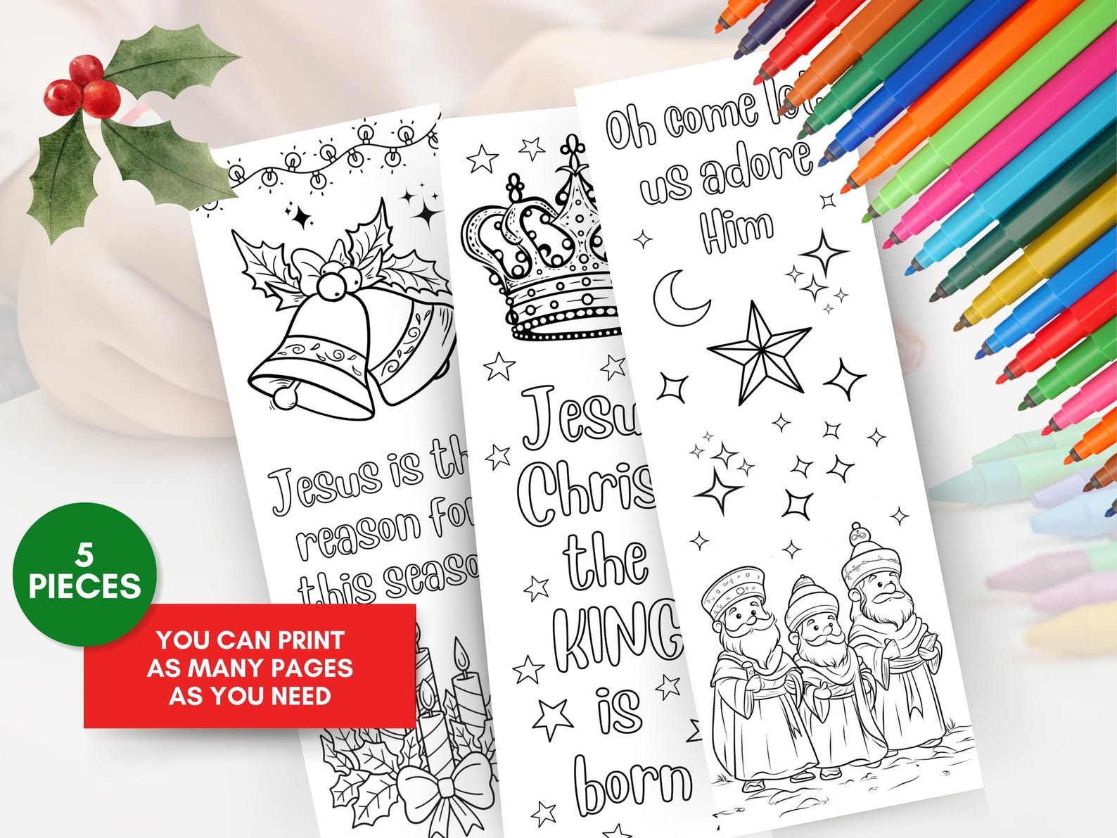 Christmas Faith Printable Coloring Bookmarks | Christian Homeschool ...