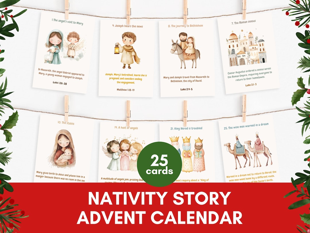 Nativity Story Advent Calendar for Kids | Bible Verse Christmas ...