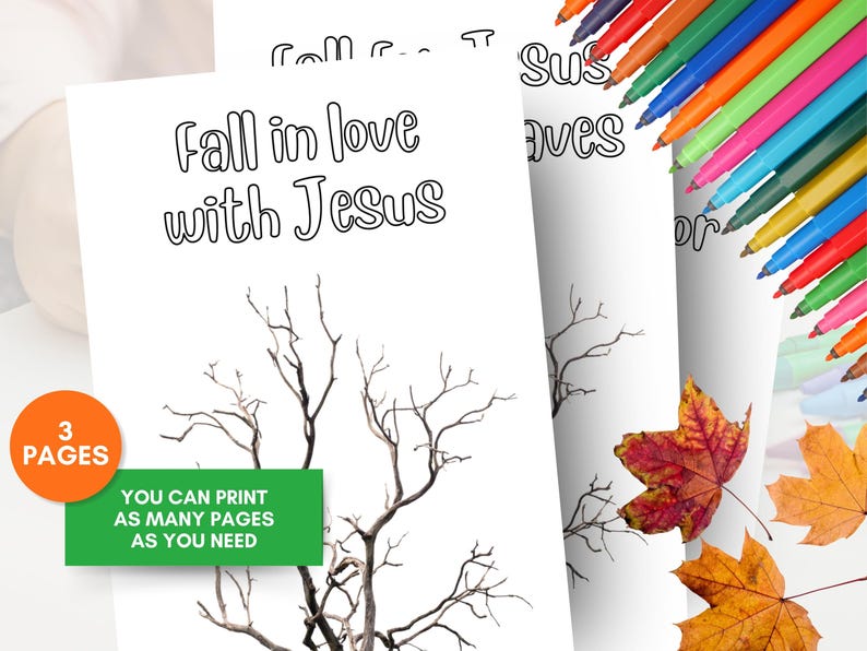 Fall for Jesus He Never Leaves Craft and Coloring Pages | Homeschool ...