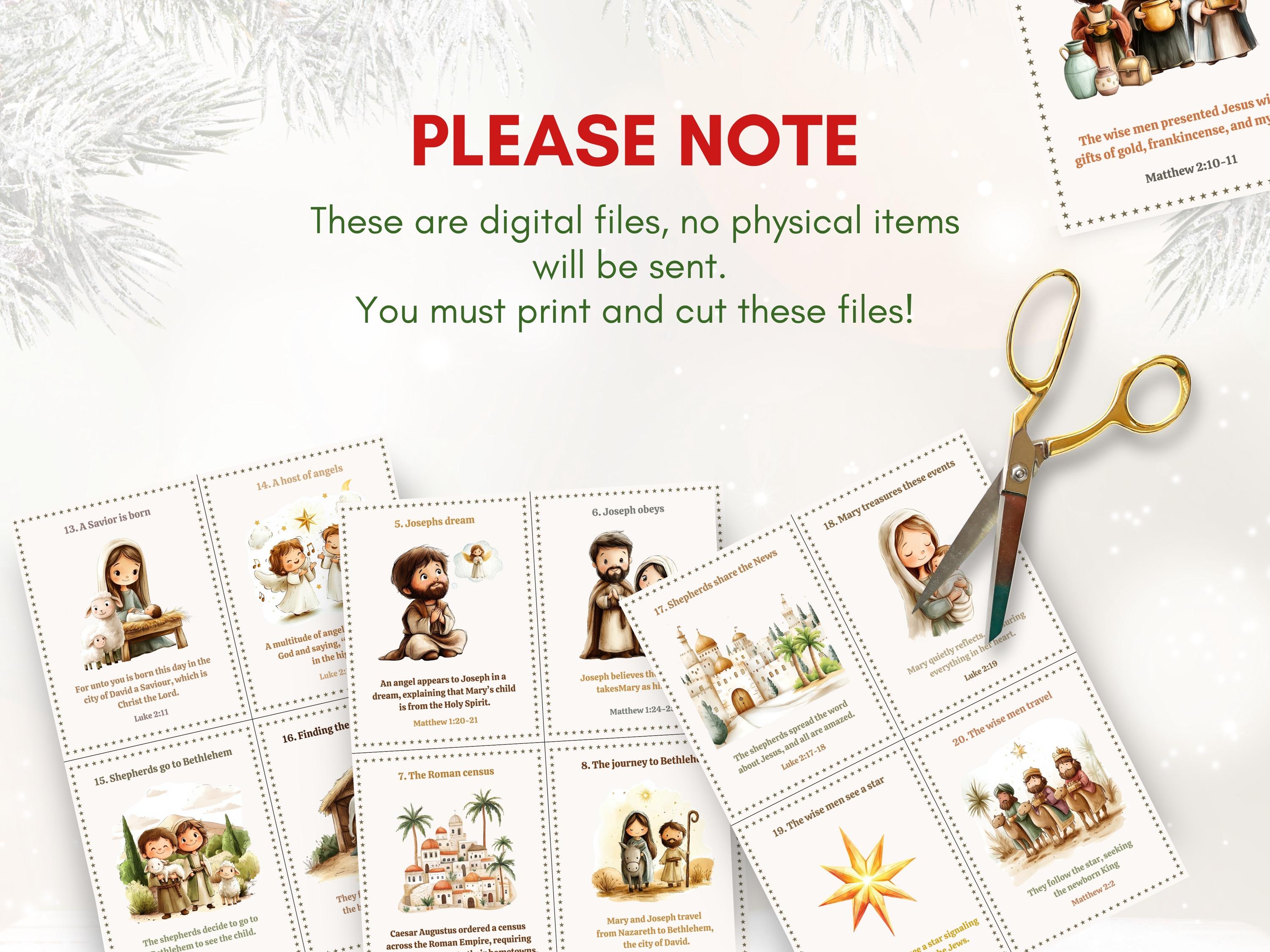 Advent Calendar for Kids, Bible Verse Christmas Countdown, Printable ...