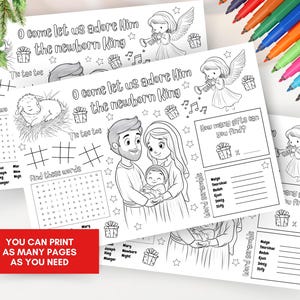 Printable Christmas Activity Placemat | Nativity Coloring Sheet for ...