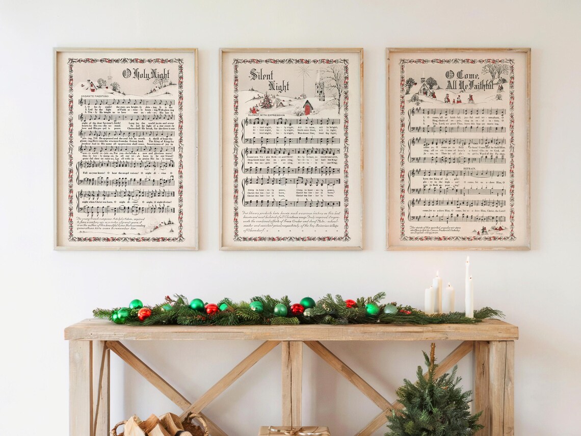 Set of 3 Christmas Carol Posters | Digital Vintage Art Print ...