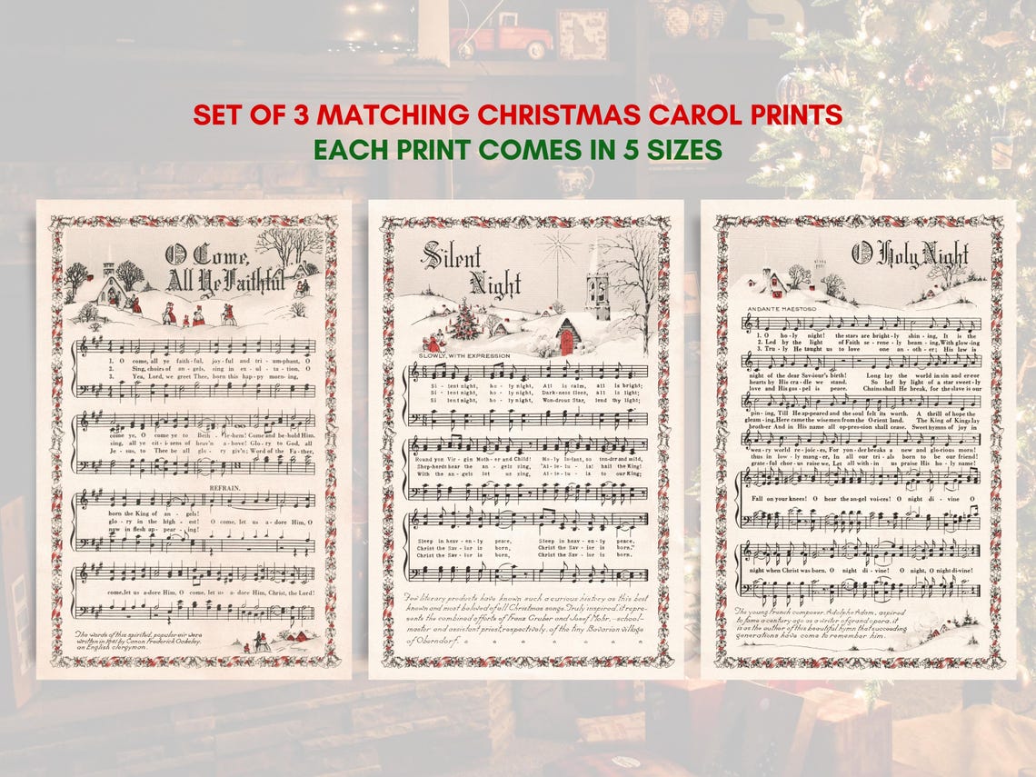 Set of 3 Christmas Carol Posters | Digital Vintage Art Print ...