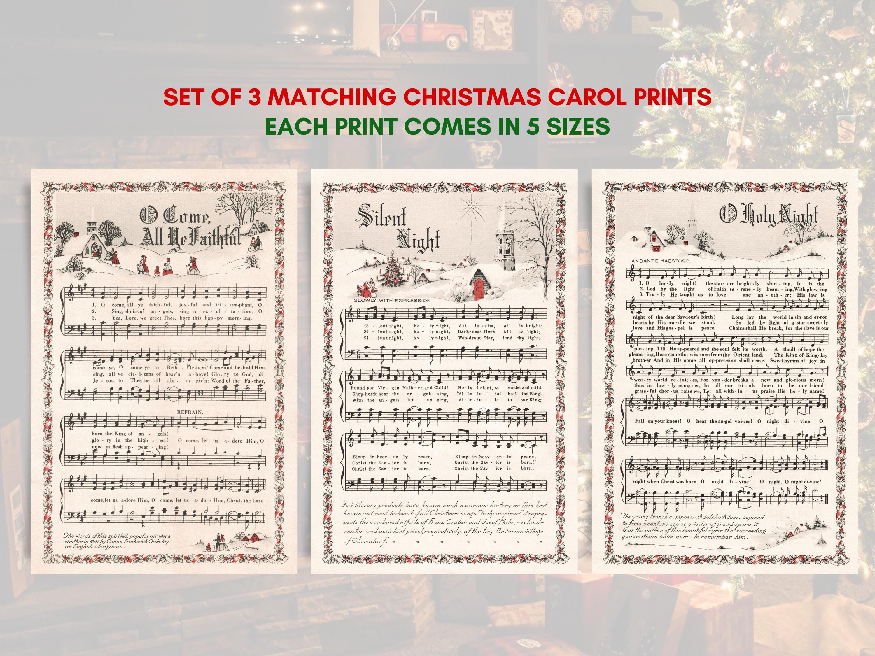 Set of 3 Christmas Carol Posters | Digital Vintage Art Print ...