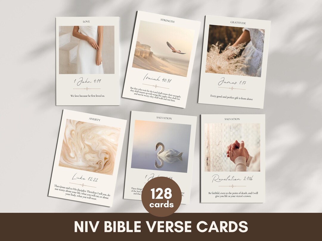 Encouraging NIV Bible Verse Memory Cards | 128 Christian Affirmation ...