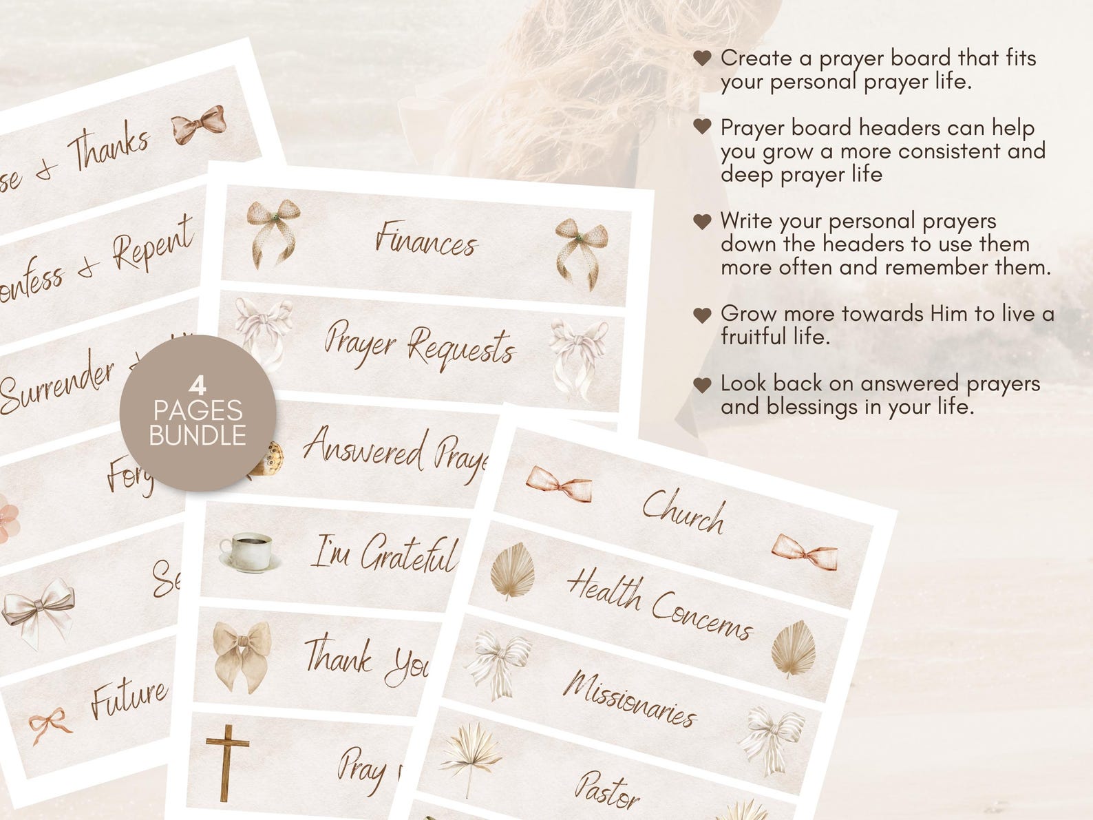 Printable Prayer Board Headers | the Boho Edition | Aesthetic Christian ...
