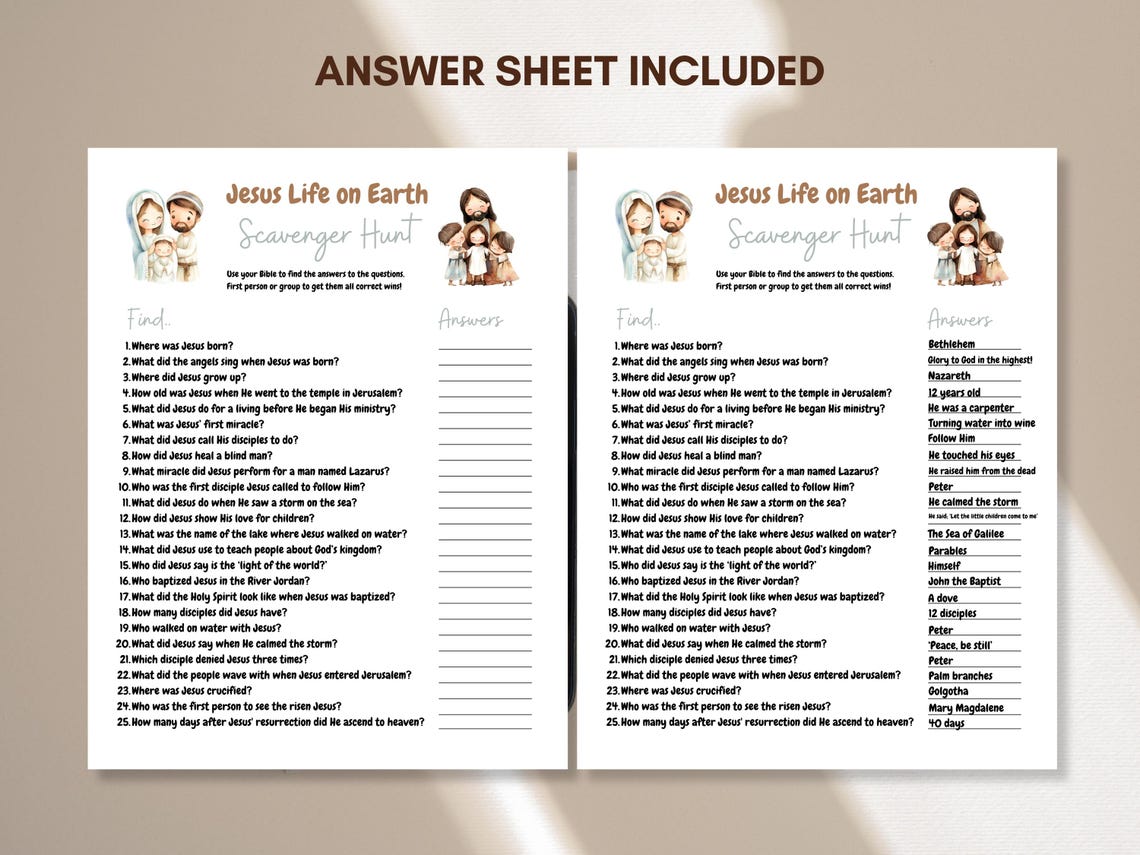 Jesus Life on Earth Scavenger Hunt for Kids | Church Group Game ...