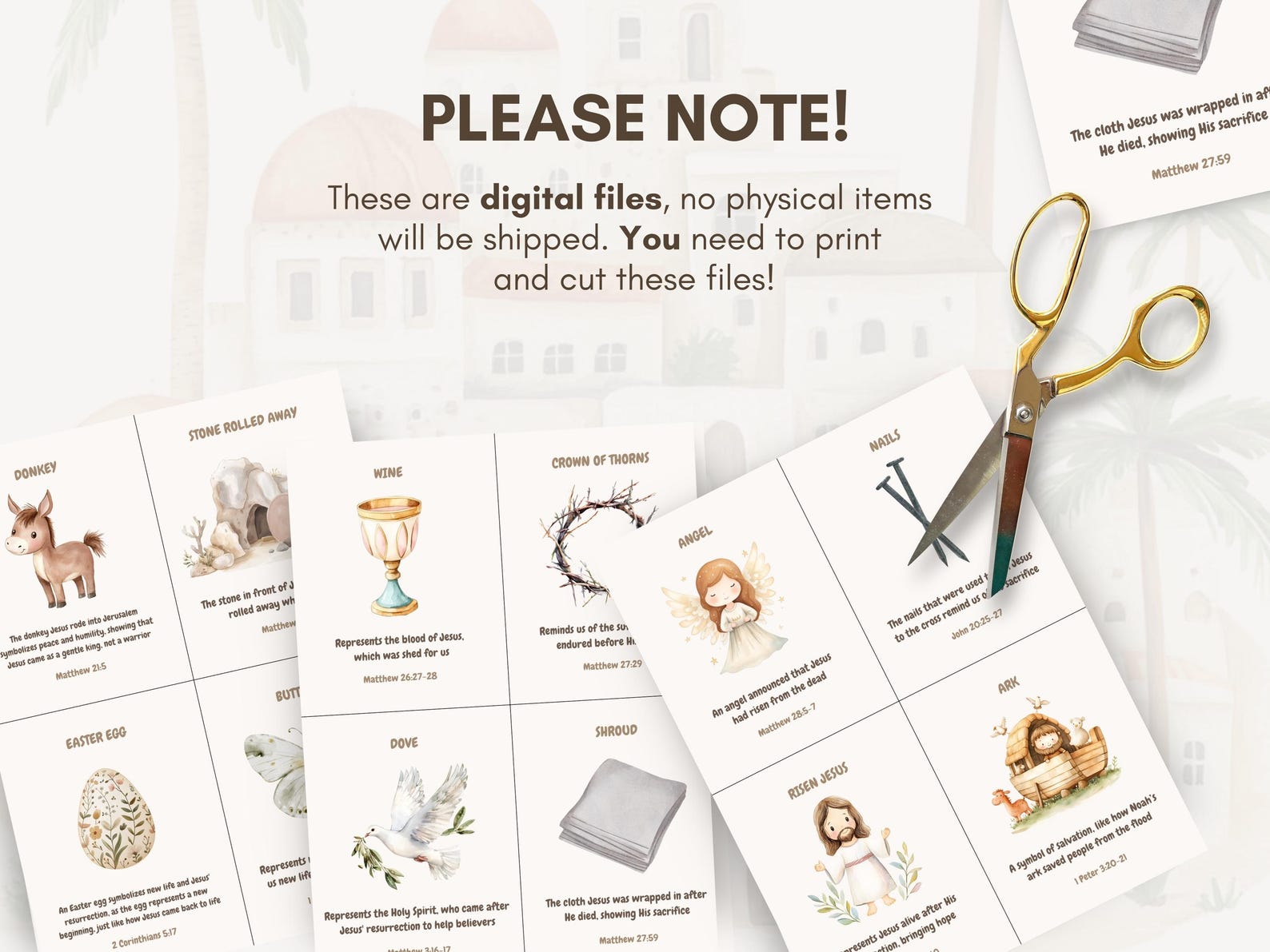 24 Christian Easter Symbol Cards for Kids | Holy Week Bible Verse Study ...