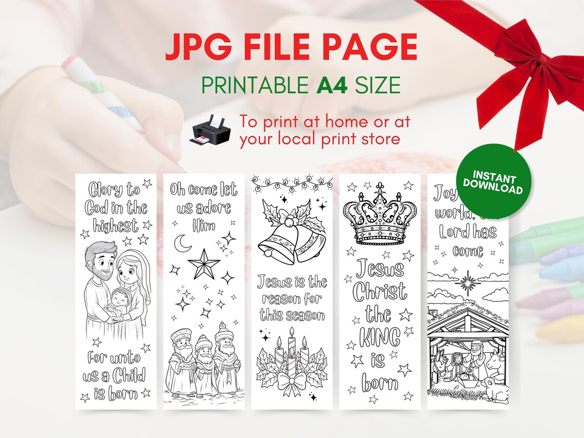 Christmas Faith Printable Coloring Bookmarks | Christian Homeschool ...
