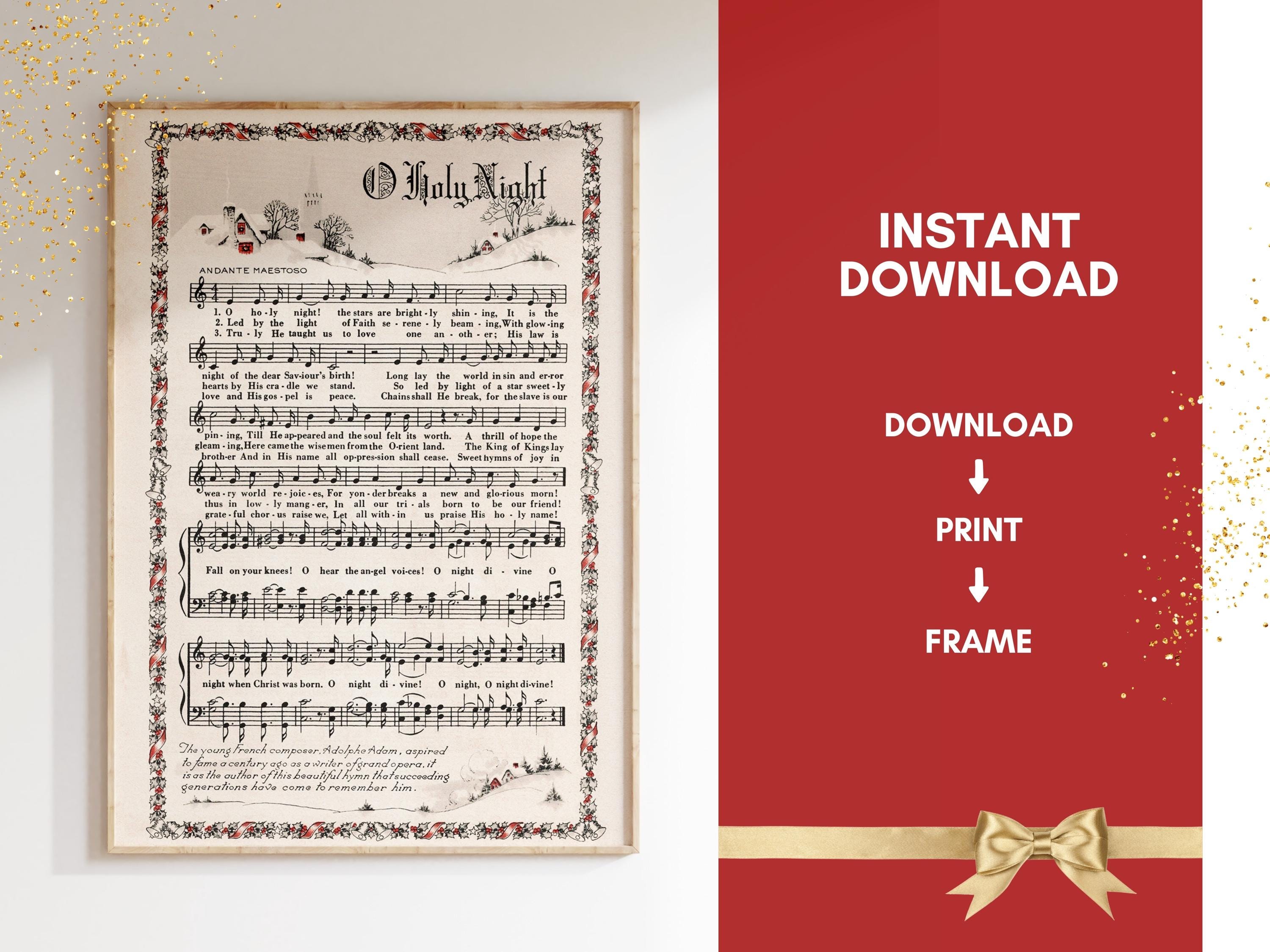 O Holy Night Poster | Digital Vintage Christmas Carol Art Print ...